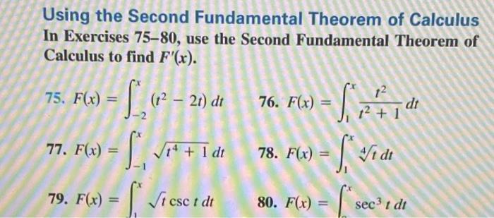 Solved Using the Second Fundamental Theorem of Calculus In | Chegg.com