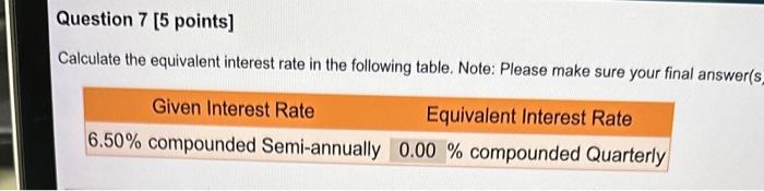 Solved Calculate the equivalent interest rate in the | Chegg.com