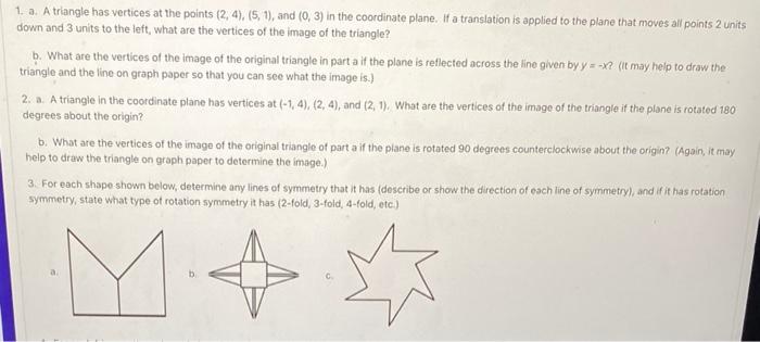 Solved 1. a. A triangle has vertices at the points | Chegg.com