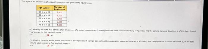 Solved The ages of all enplevees of a spectic compary are | Chegg.com