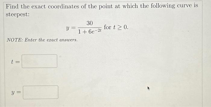 Solved Find the exact coordinates of the point at which the | Chegg.com