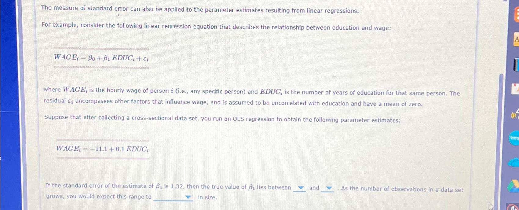 Solved The measure of standard error can also be applied to | Chegg.com