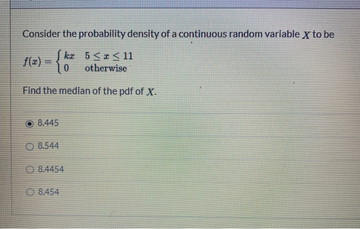 Solved Consider the probability density of a continuous | Chegg.com