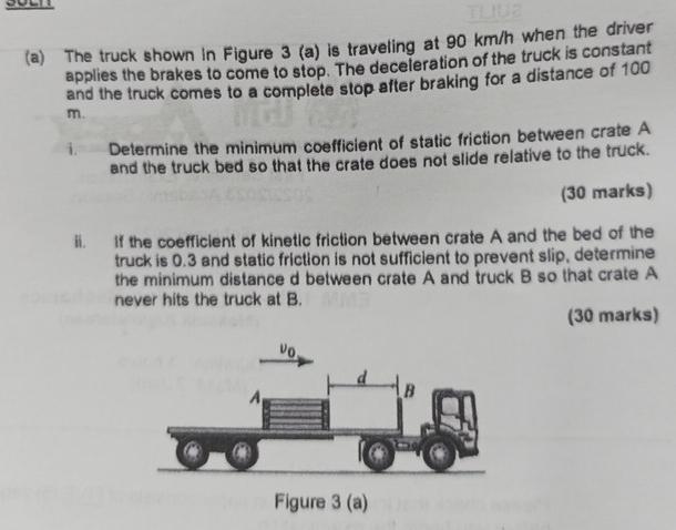 Solved The truck shown in Figure e (a) ﻿is travelling at | Chegg.com