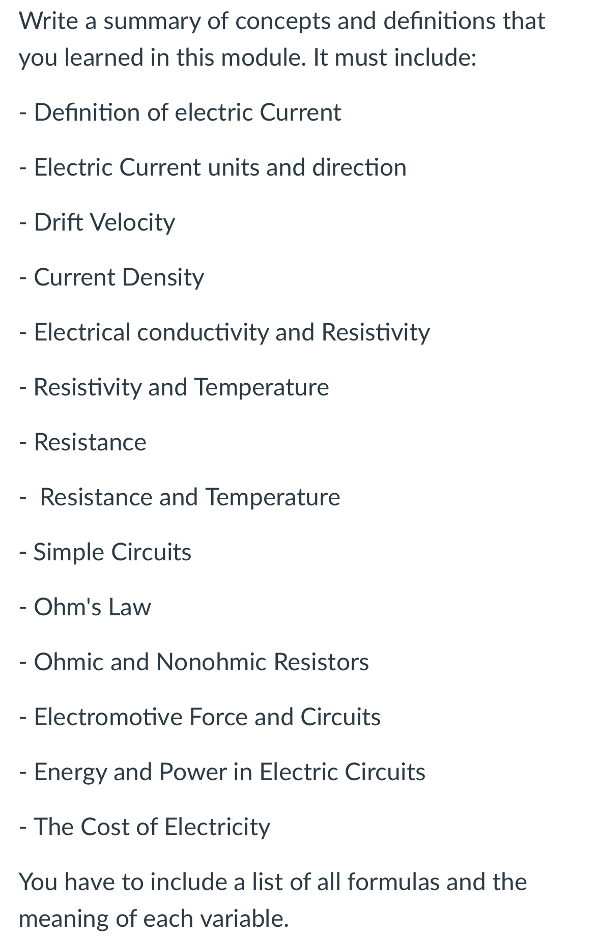 Solved Write a summary of concepts and definitions that you | Chegg.com
