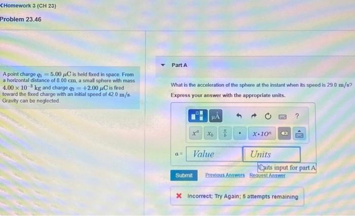 Solved A point charge q1=5.00μC is held fixed in space. From | Chegg.com