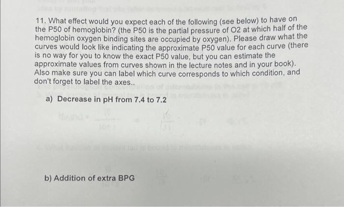 Solved 11. What effect would you expect each of the | Chegg.com