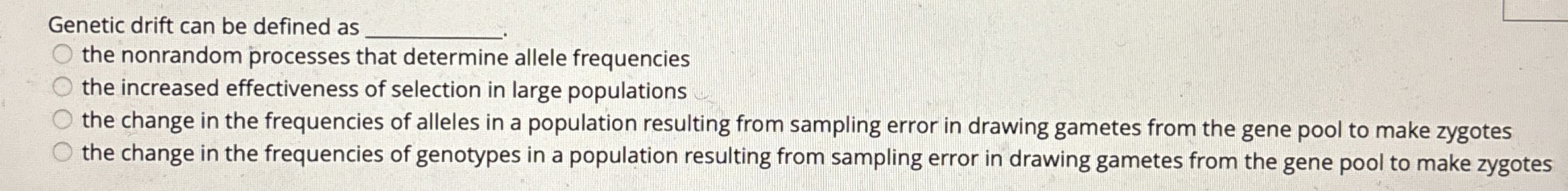 Solved Genetic drift can be defined as q,the nonrandom | Chegg.com