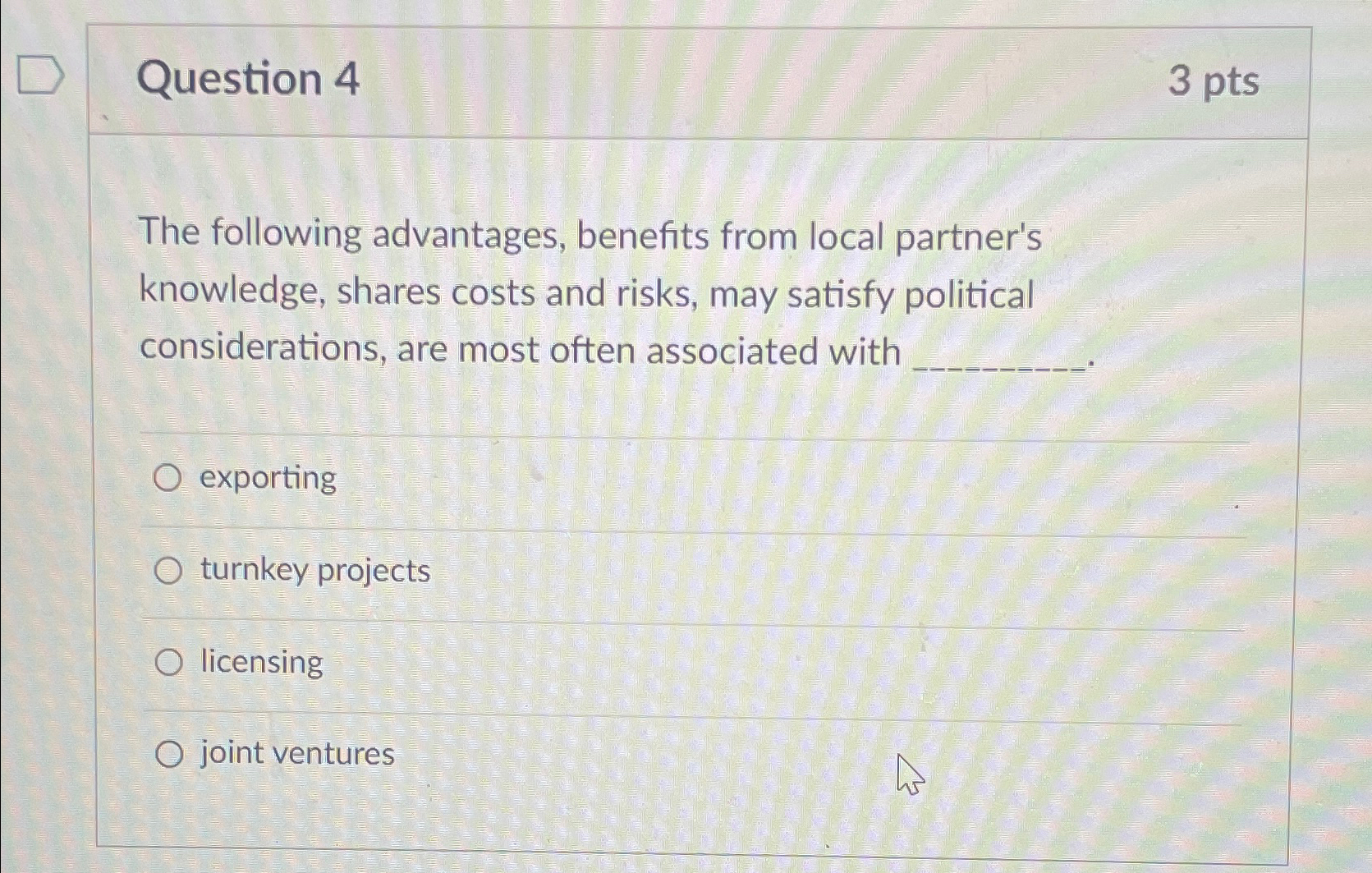 Solved Question 43ptsThe following advantages, benefits from | Chegg.com