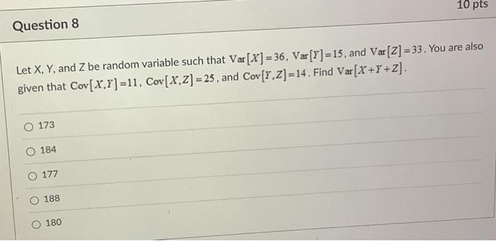 Solved Let X,Y, and Z be random variable such that | Chegg.com