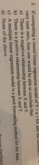 Solved 3. If computing a causal linear regression model of | Chegg.com