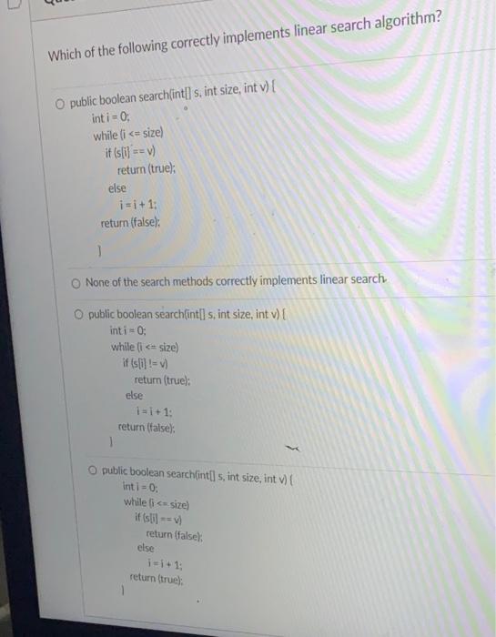 Solved Which of the following correctly implements linear | Chegg.com
