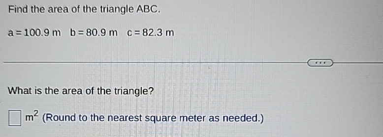 Solved Find the area of the triangle | Chegg.com