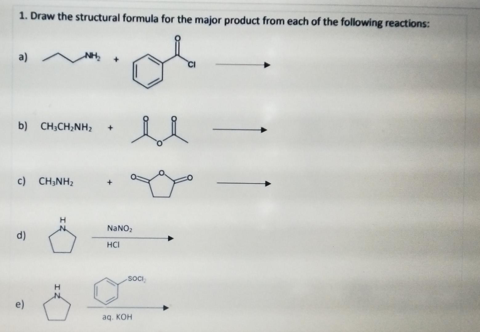 Solved 1. Draw the structural formula for the major product | Chegg.com
