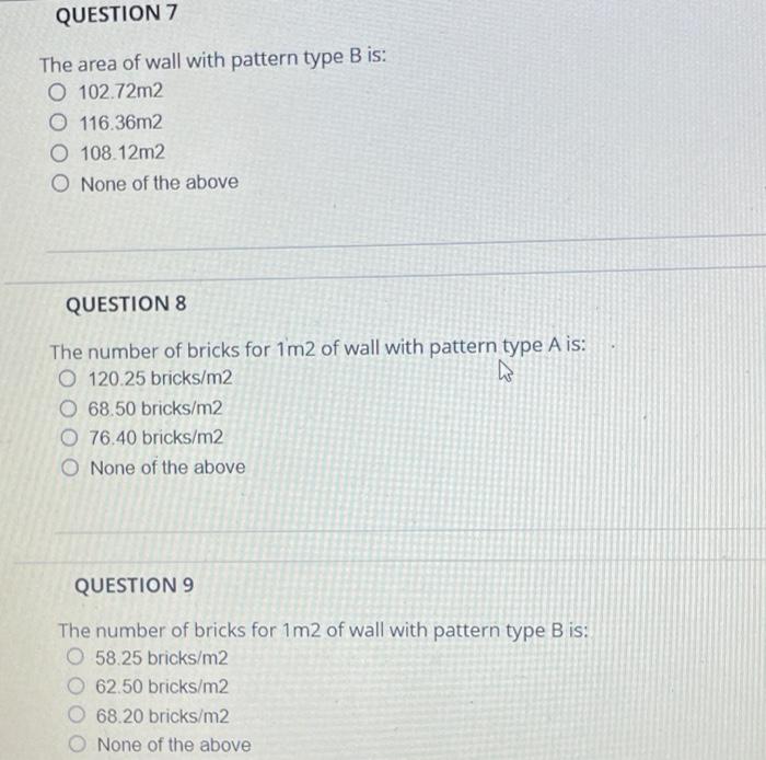 Solved PATTERN TYPE "A" 10 1.5m 1.5m 3 200mm brick wall | Chegg.com