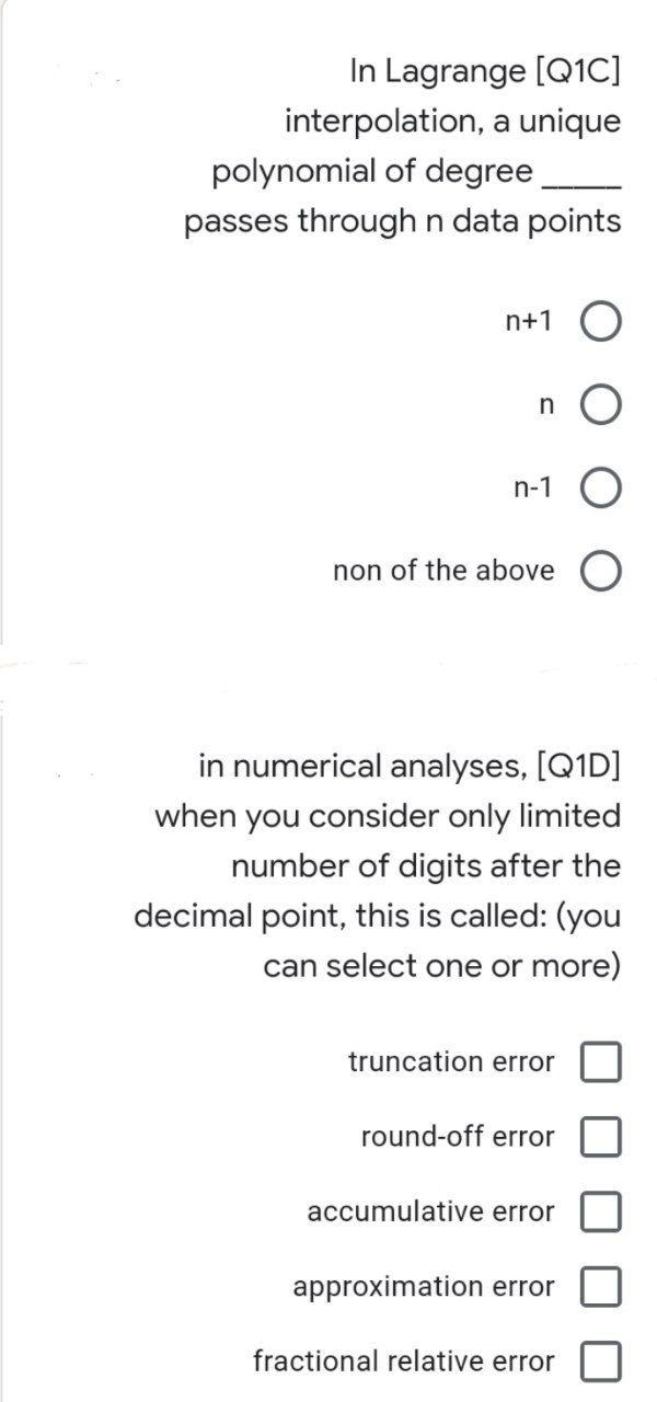 Solved In Lagrange [Q1C] interpolation, a unique polynomial | Chegg.com