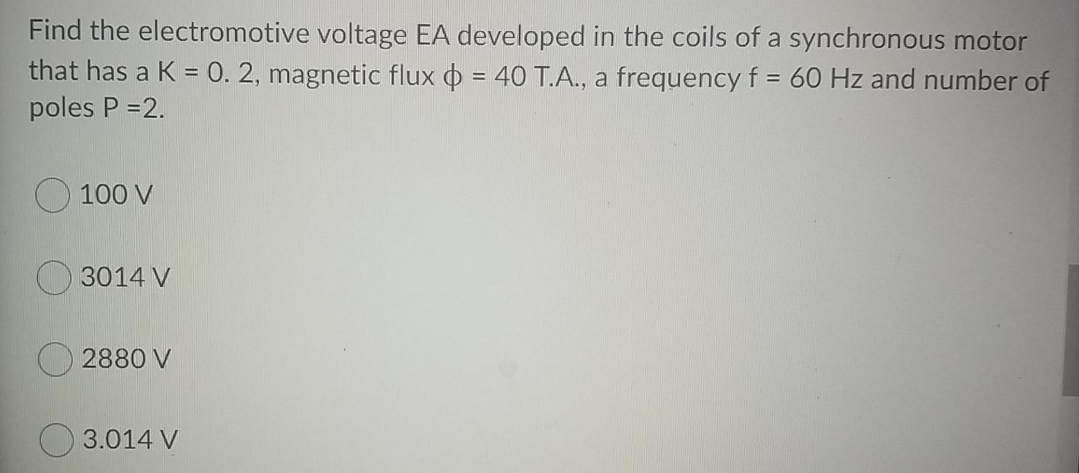Solved A synchronous motor is drawing a current of 5