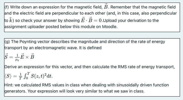 Solved Maxwell's Equation (f) Write down an expression for | Chegg.com