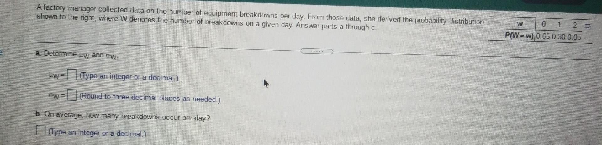 Solved A factory manager collected data on the number of | Chegg.com