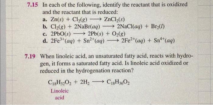 Solved 7.15 In each of the following, identify the reactant | Chegg.com