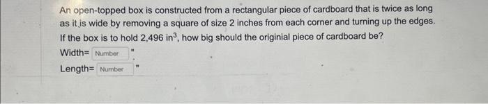Solved An open-topped box is constructed from a rectangular | Chegg.com