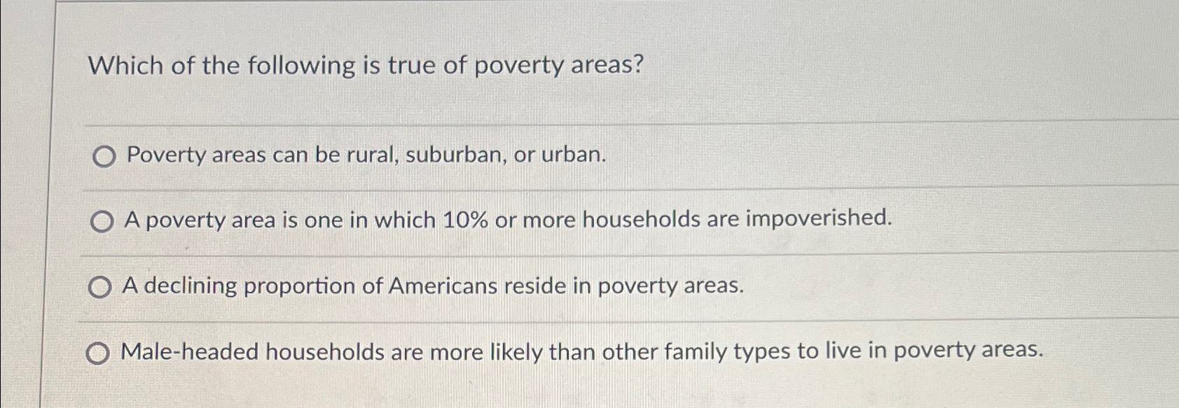 Solved Which of the following is true of poverty | Chegg.com