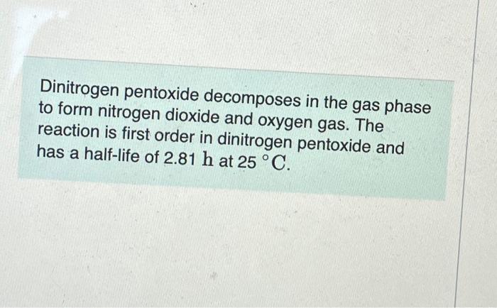 Solved Dinitrogen pentoxide decomposes in the gas phase to | Chegg.com
