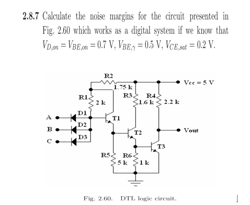 2.8.7 ﻿Calculate the noise margins for the circuit | Chegg.com