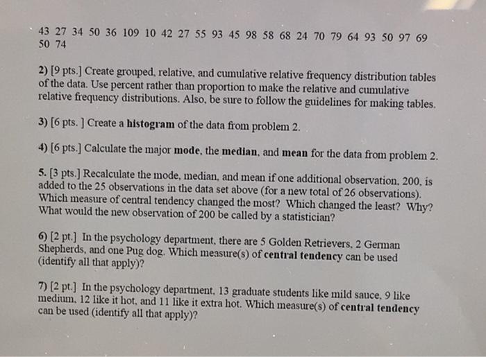 Solved 2) [9 pts.] Create grouped, relative, and cumulative | Chegg.com