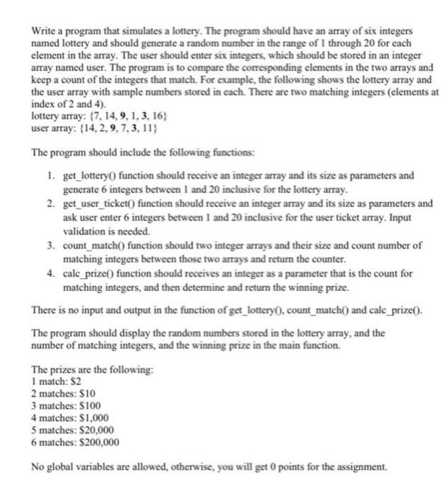 Solved Write a program that simulates a lottery. The program | Chegg.com