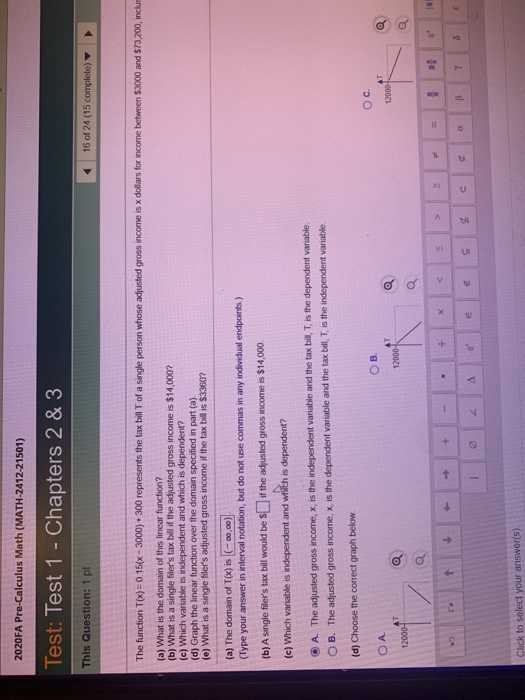 Solved 2020FA Pre-Calculus Math (MATH-2412-21501) Test: Test | Chegg.com