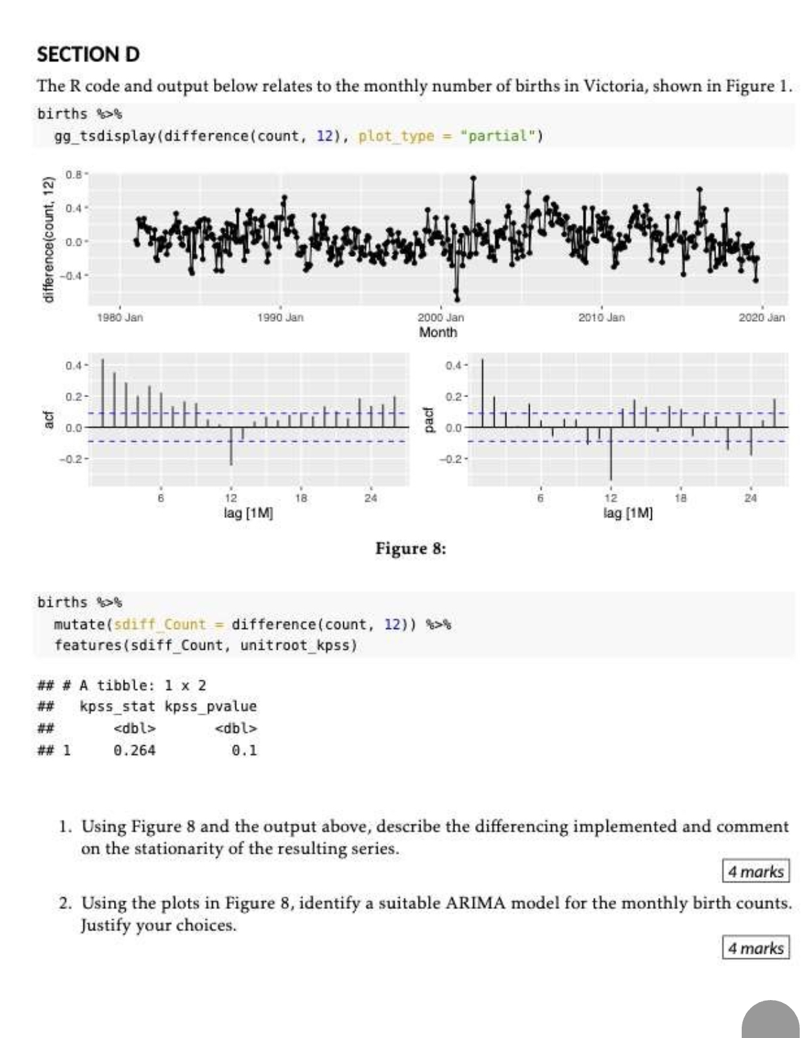 Solved SECTION DThe R ﻿code and output below relates to the | Chegg.com