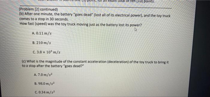 Solved Problem [2] A battery operated "toy" truck with a | Chegg.com