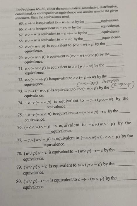 Solved For Problems 63−64, use the biconditional equivalence | Chegg.com