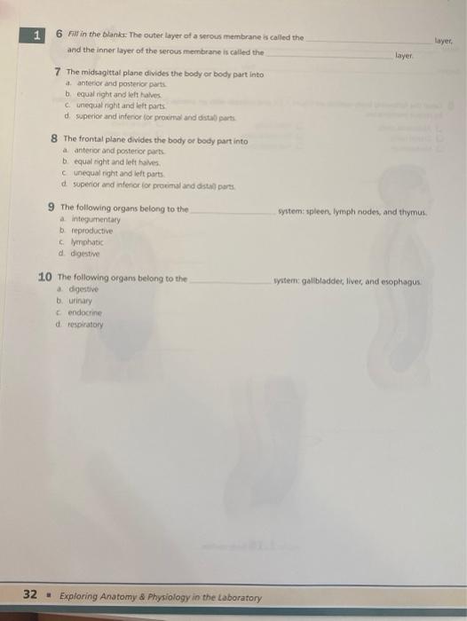 Solved 1 Define anatomical position 2 Matching: Match the | Chegg.com