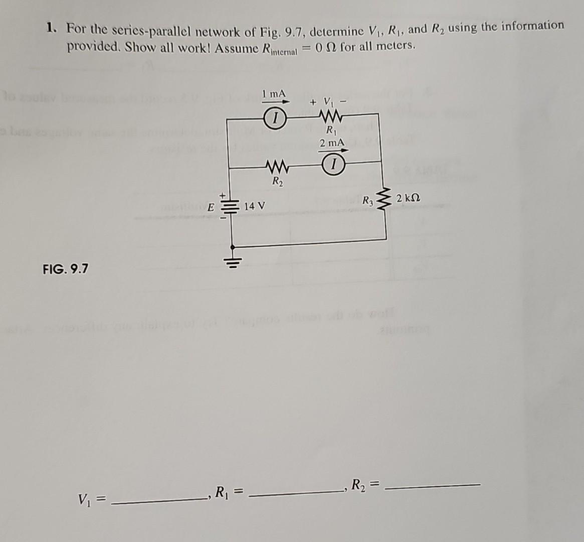 Solved 1. For the series-parallel network of Fig. 9.7, | Chegg.com
