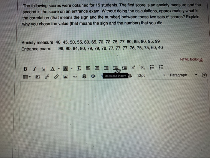 Solved The following scores were obtained for 15 students. | Chegg.com