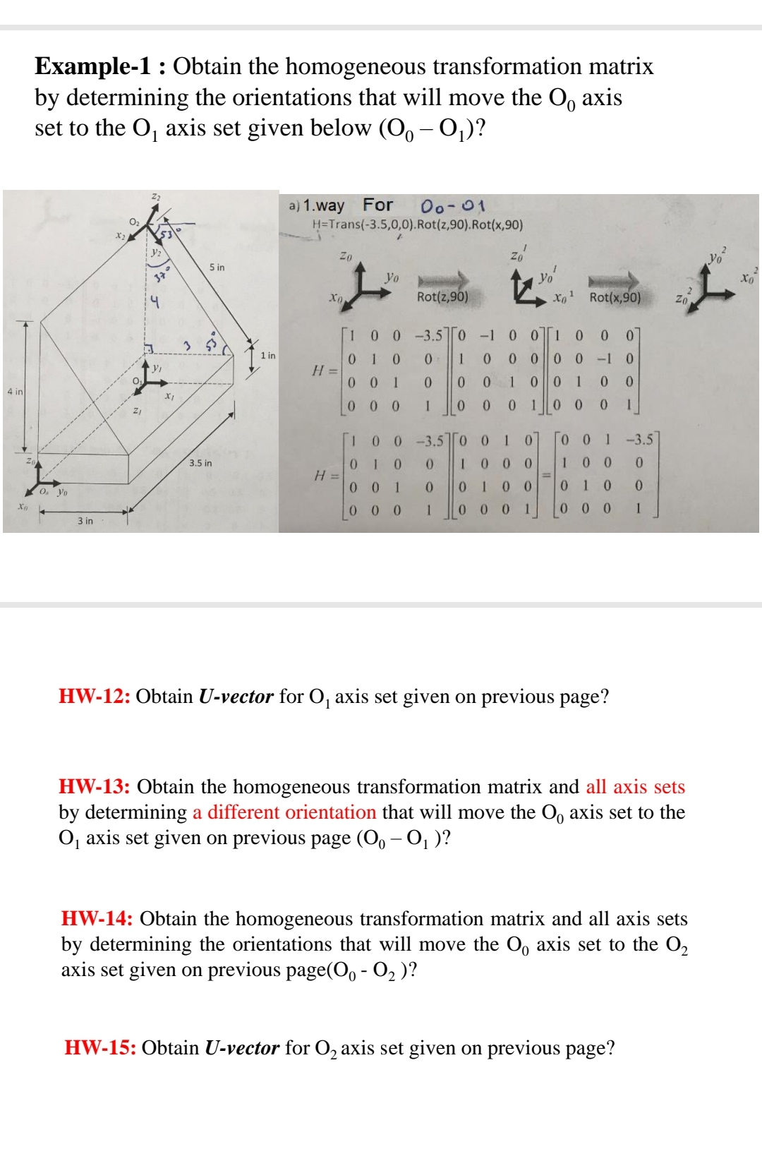 Example-1 ﻿: Obtain the homogeneous transformation | Chegg.com