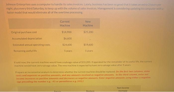 Solved Prepare an incremental analysis to determine whether | Chegg.com