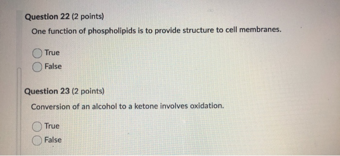 Solved Question 22 (2 points) One function of phospholipids | Chegg.com Solved Question 22 (2 points) One function of phospholipids | Chegg.com