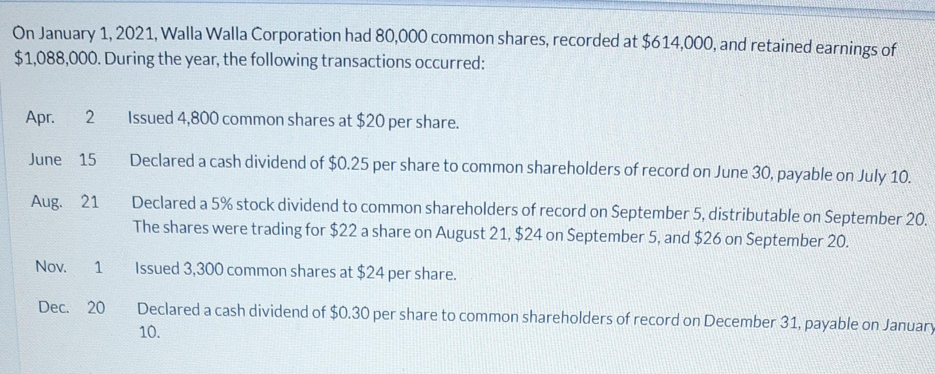 Solved calculate the number of common shares at the end of | Chegg.com