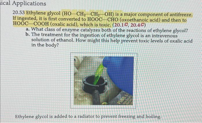 Solved ical Applications 20.53 Ethylene glycol | Chegg.com