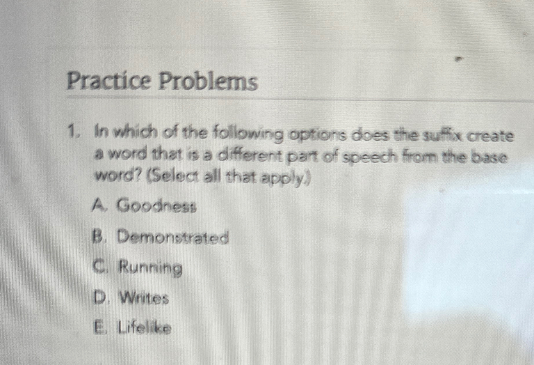 Solved Practice Problems In which of the following options | Chegg.com