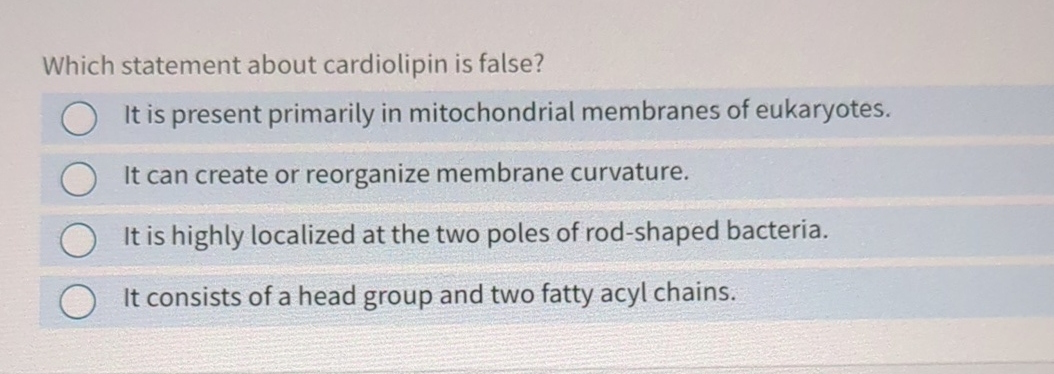 High Quality SOLUTION Which statement about cardiolipin is false?It is ...