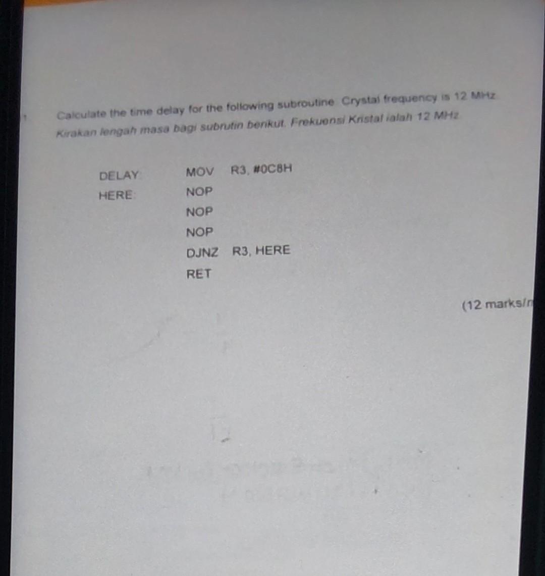 Solved Caiculate the time delay for the following subroutine | Chegg.com