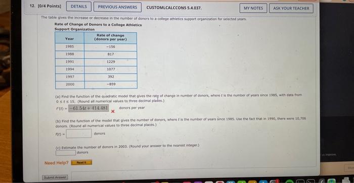 Solved The table glves the increase or decrease in the | Chegg.com