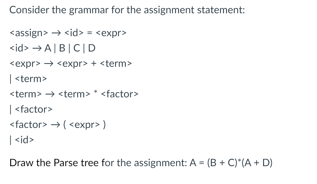 Solved Help with Parse Trees please! | Chegg.com Solved Help with Parse Trees please! | Chegg.com