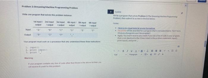 Solved Problem 3 Streaming Machine Programming Problem Write | Chegg.com