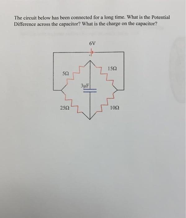 Solved The circuit below has been connected for a long time. | Chegg.com