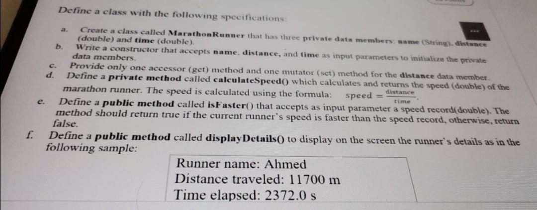 Solved Define a class with the following specifications: | Chegg.com
